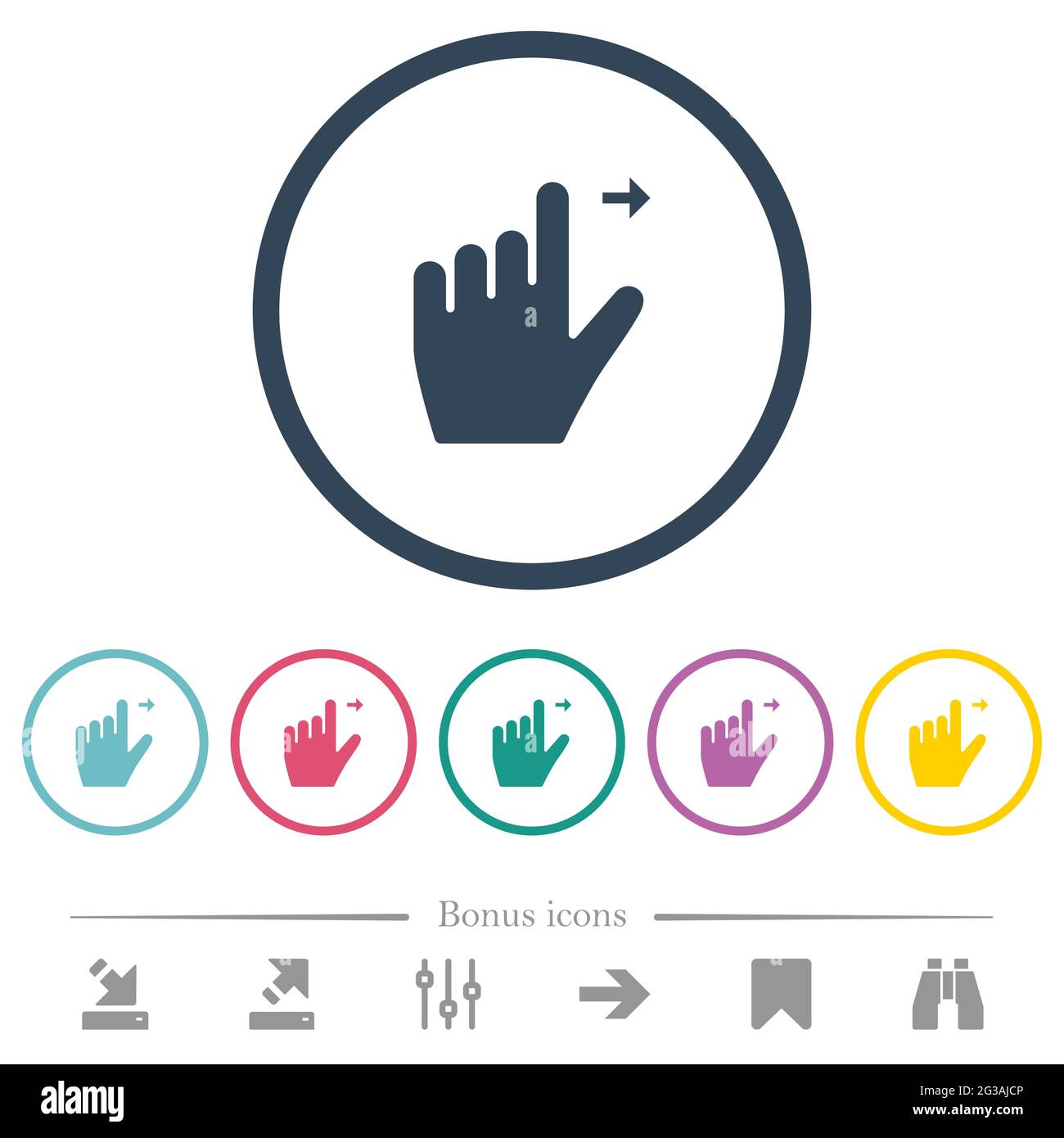 Left handed move right gesture flat color icons in round outlines. 6 ...