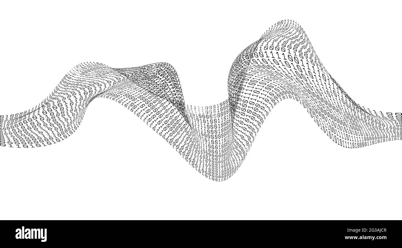 Binary code chaos wave. Digital technology. Data Sorting. Artificial intelligence.Big data.Smart ...