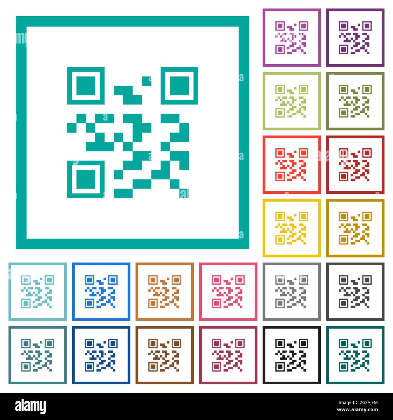 Qr Code Flat Color Icons With Quadrant Frames On White Background Stock Vector Image And Art Alamy