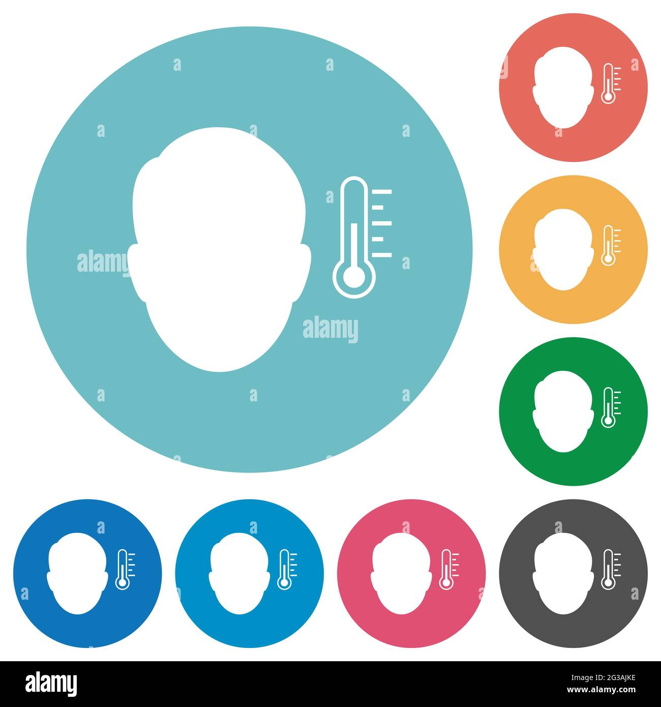 Fever measurement flat white icons on round color backgrounds Stock Vector Image & Art - Alamy