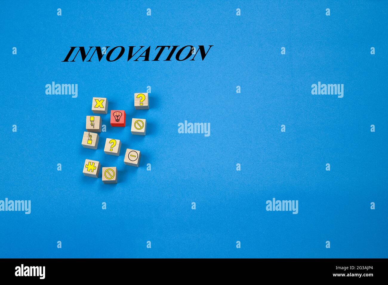 wooden blocks with drawn shapes showing the concept of innovation Stock ...