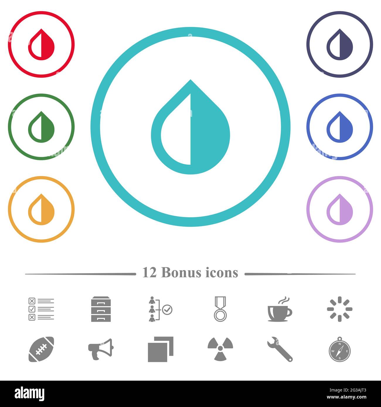 Invert colors flat color icons in circle shape outlines. 12 bonus icons ...