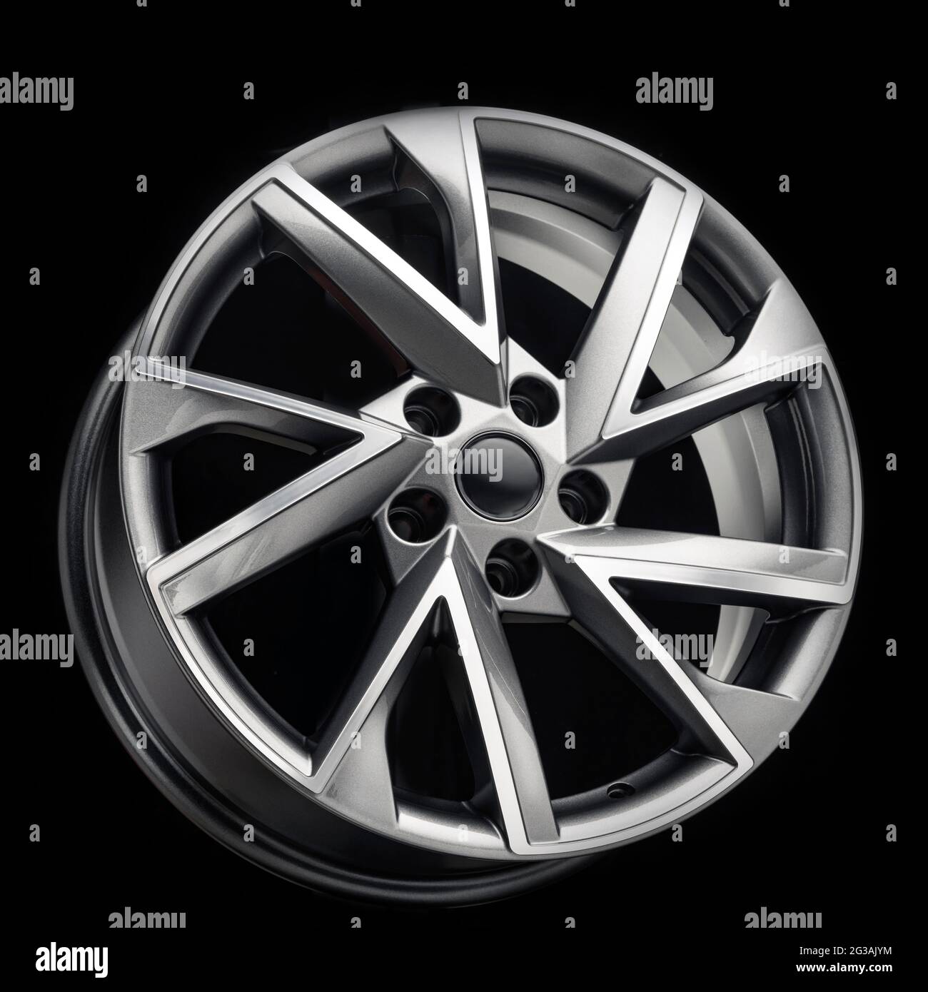 car alloy wheel, unusual strange design of wheel spokes, color gray ...