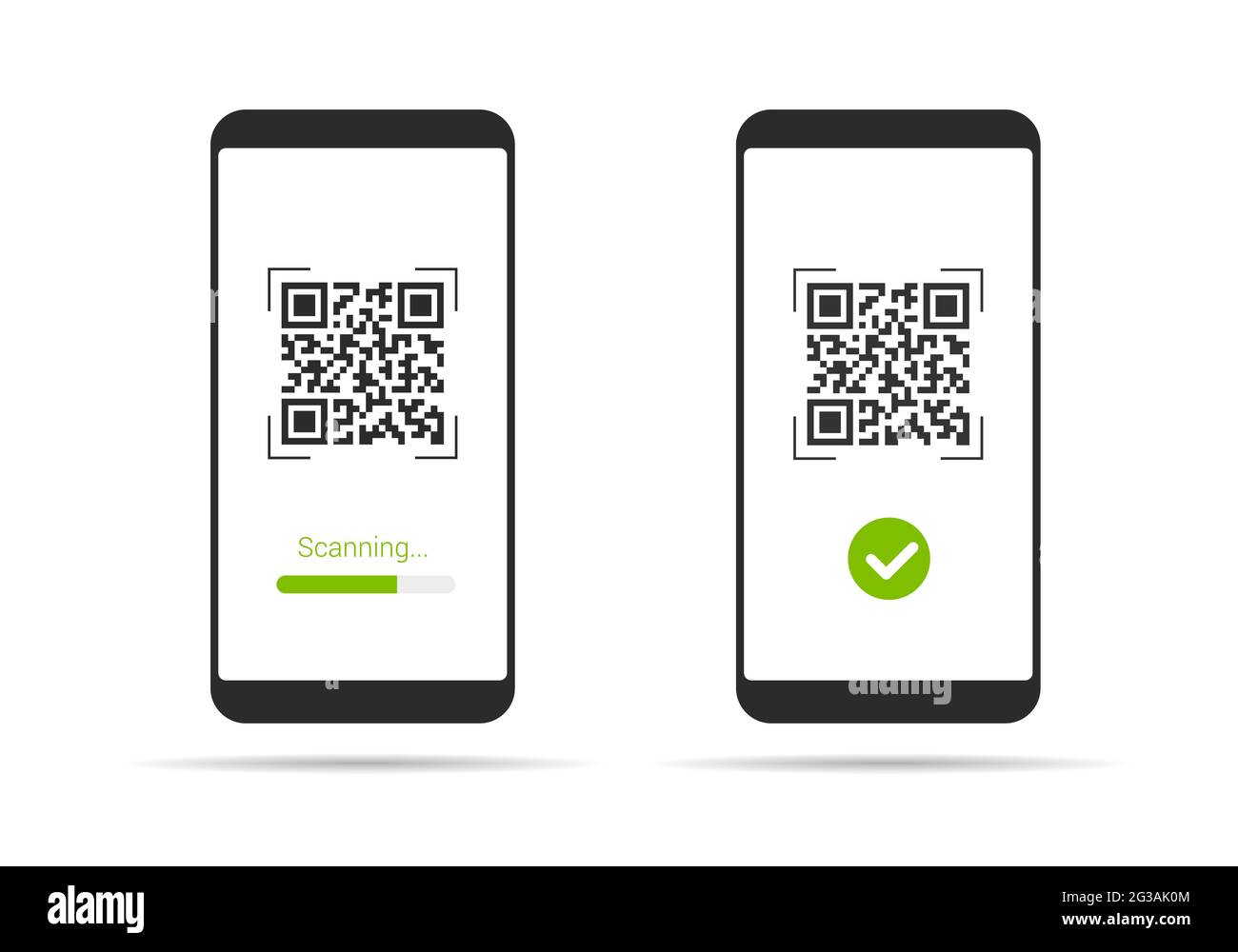 Flat design illustration of smartphone with touch screen and QR code ...