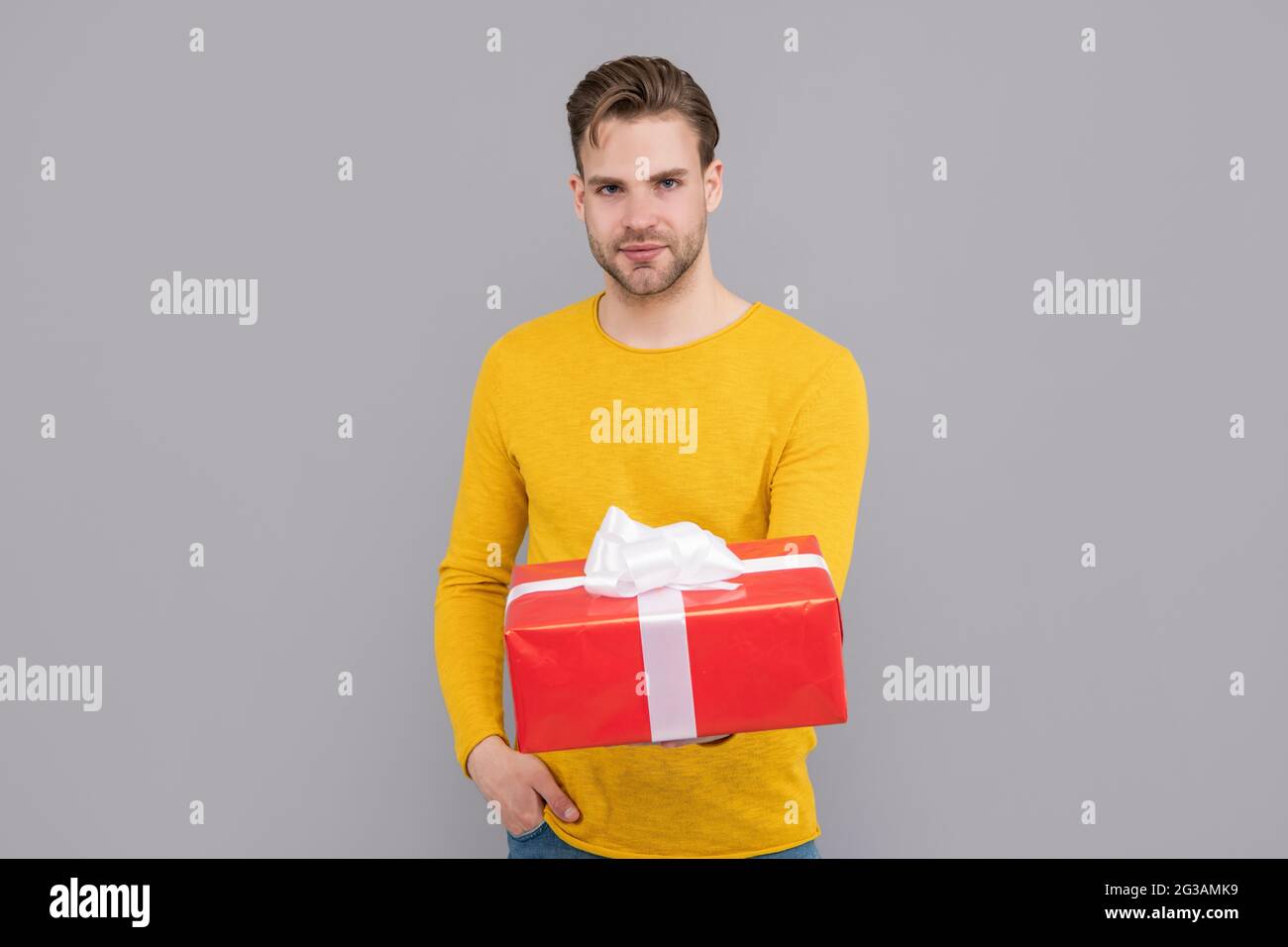 Wrapped giftbox grey hi-res stock photography and images - Alamy