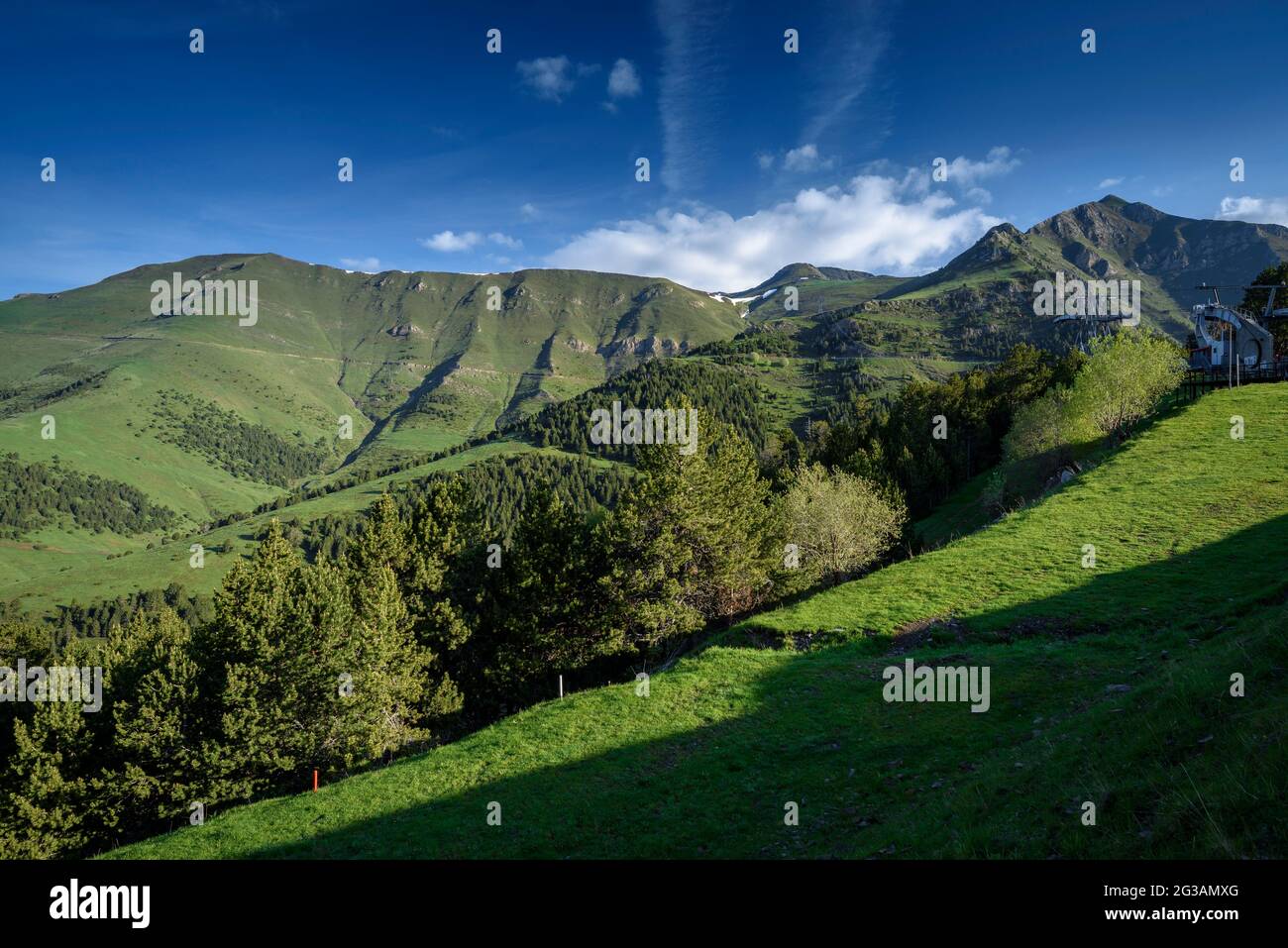 Setúria valley in spring, seen from Coll de la Botella, in the Pal ski ...