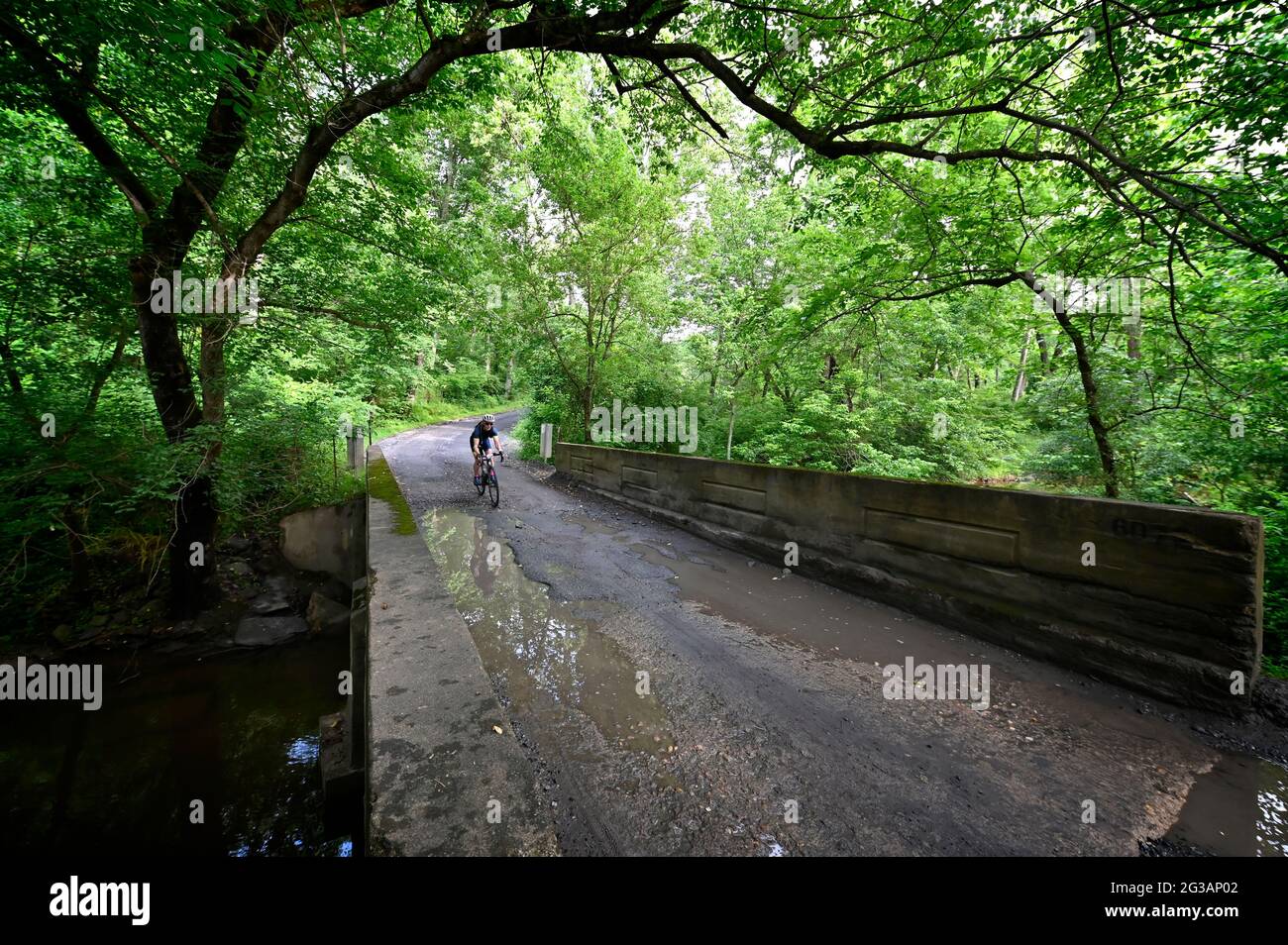 UNITED STATES - June 13, 2021: Melanie Zinger hits the one lane bridge ...