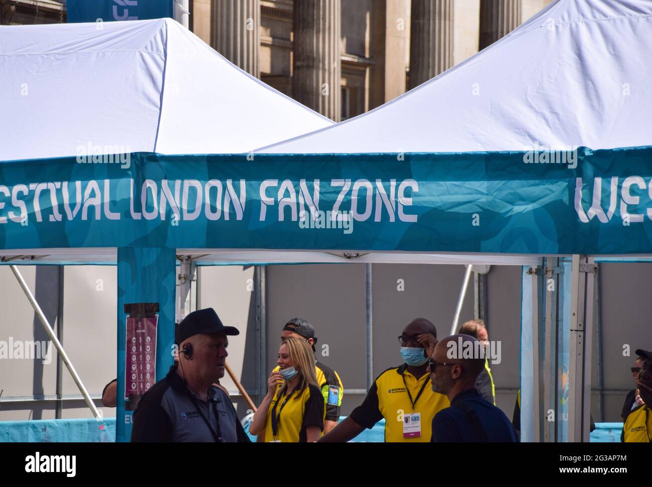 London, United Kingdom, 13th June 2021. Fan Zone at Trafalgar Square ...
