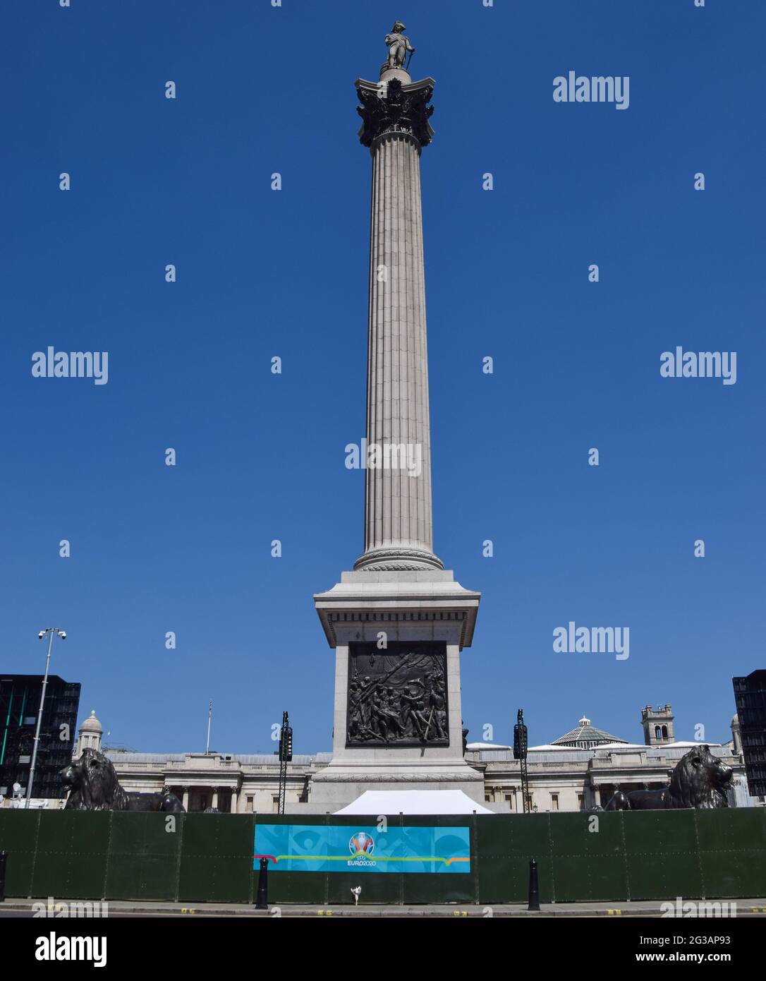 London, United Kingdom, 13th June 2021. Fan Zone at Trafalgar Square ...