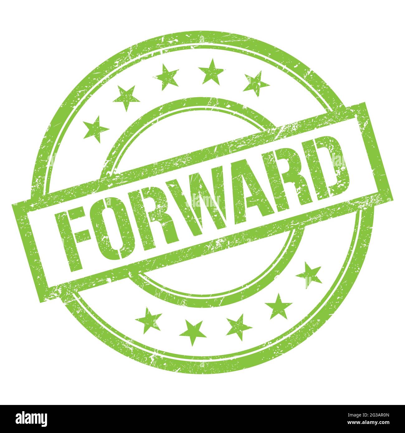 FORWARD text written on green round vintage rubber stamp Stock Photo ...