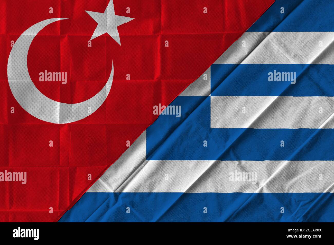 Concept of the relationship between Turkey and Greece with two flags ...