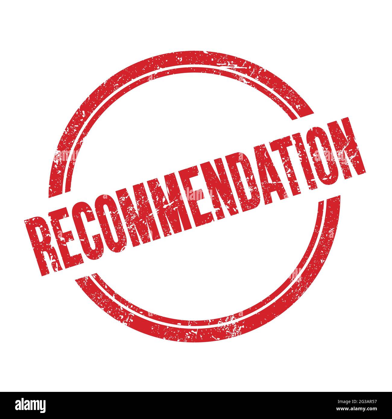 RECOMMENDATION text written on red grungy vintage round stamp Stock ...