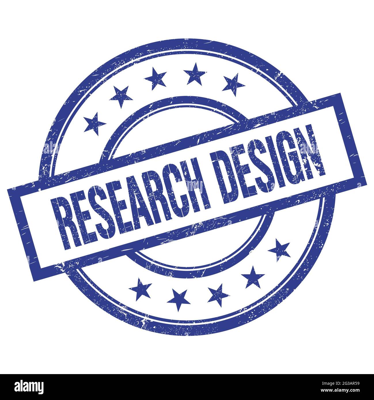 RESEARCH DESIGN text written on blue round vintage rubber stamp Stock ...