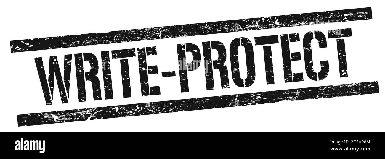 WRITE-PROTECT text on black grungy rectangle stamp sign Stock Photo - Alamy