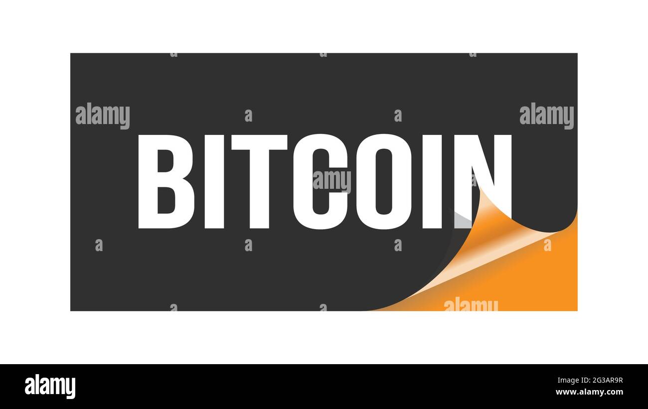 BITCOIN text written on black orange sticker stamp Stock Photo - Alamy