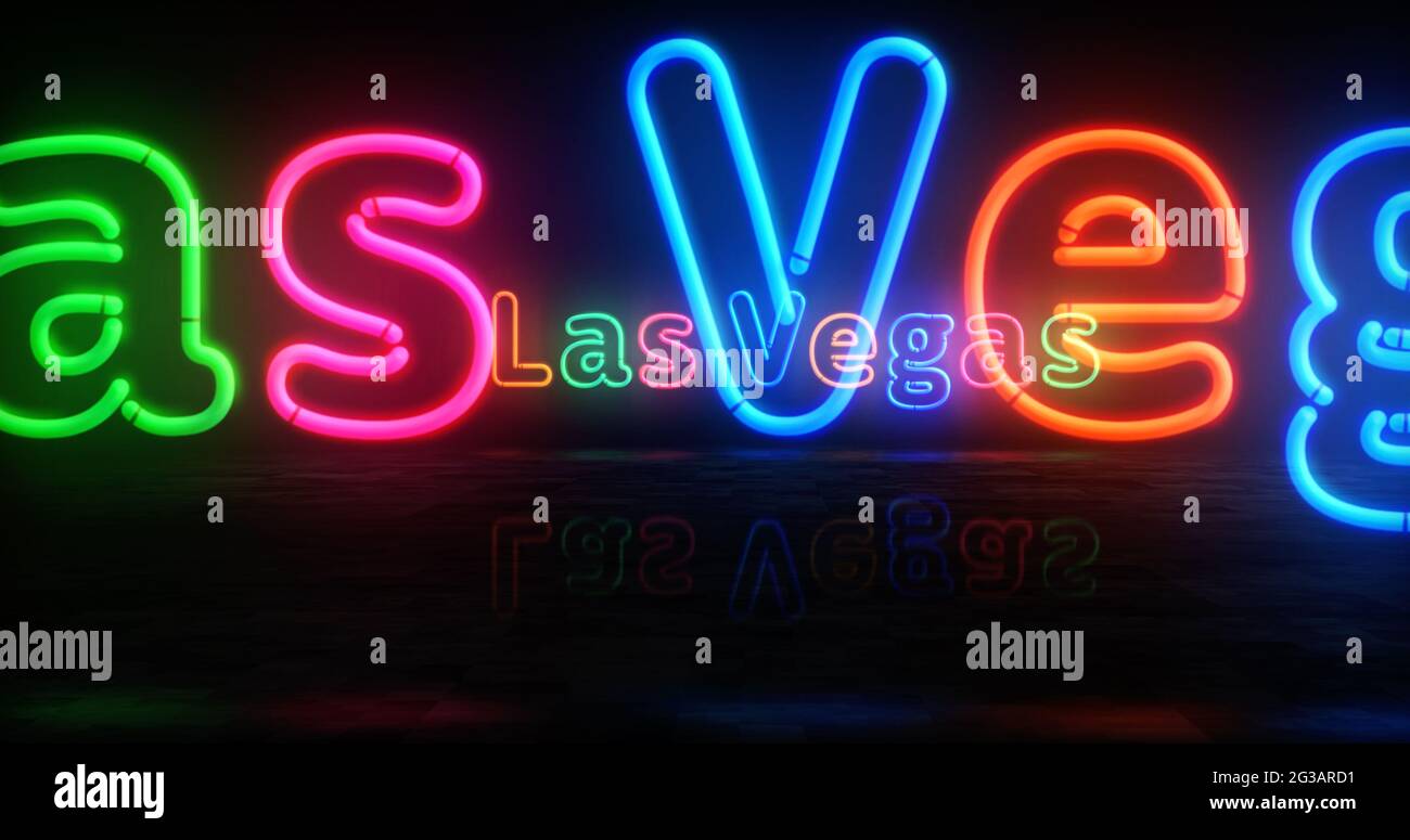Las Vegas symbol neon symbol. Light color bulbs with Nevada casino city ...