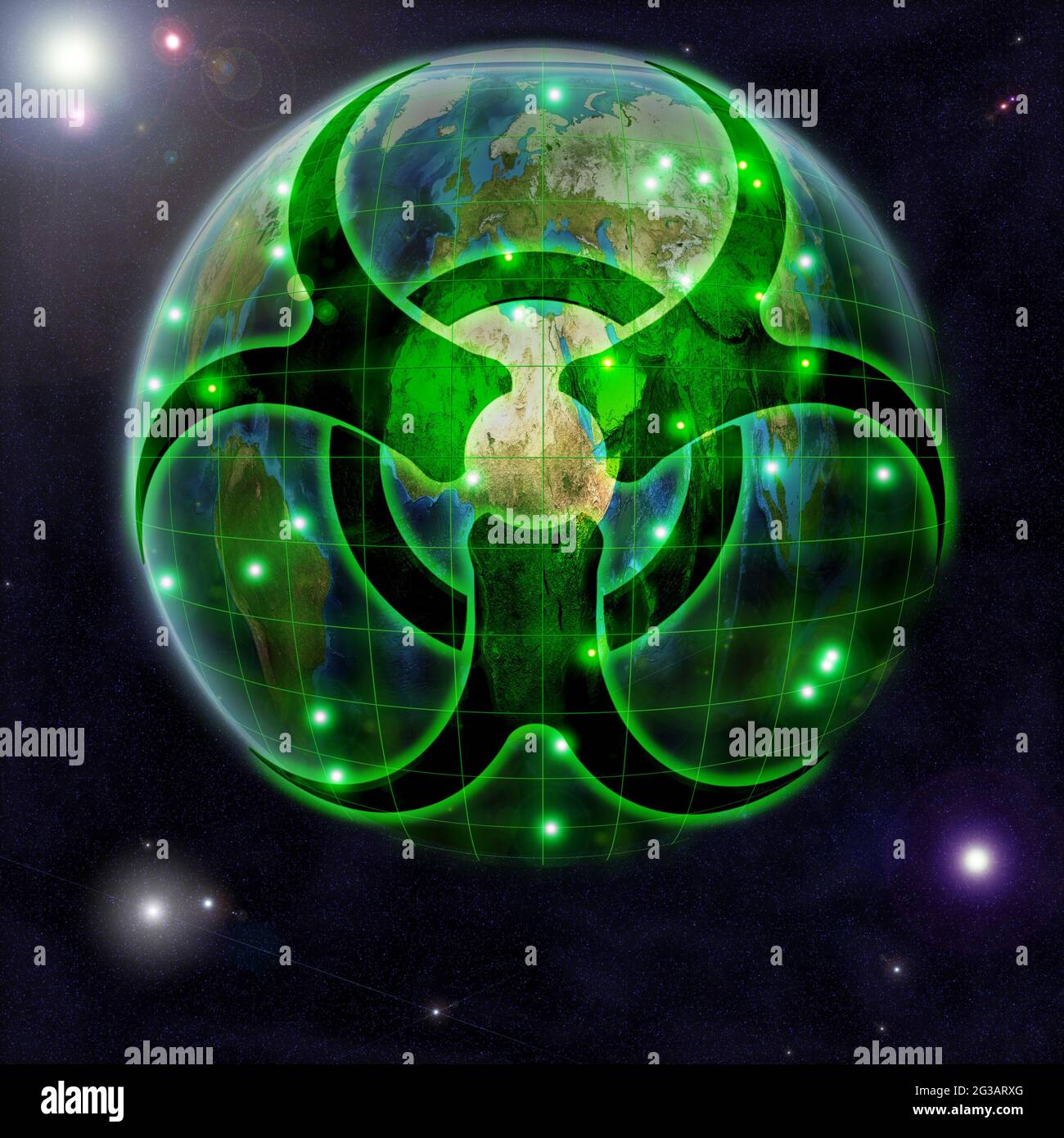 Biological centers of pollution on the globe. The sign of infection on ...