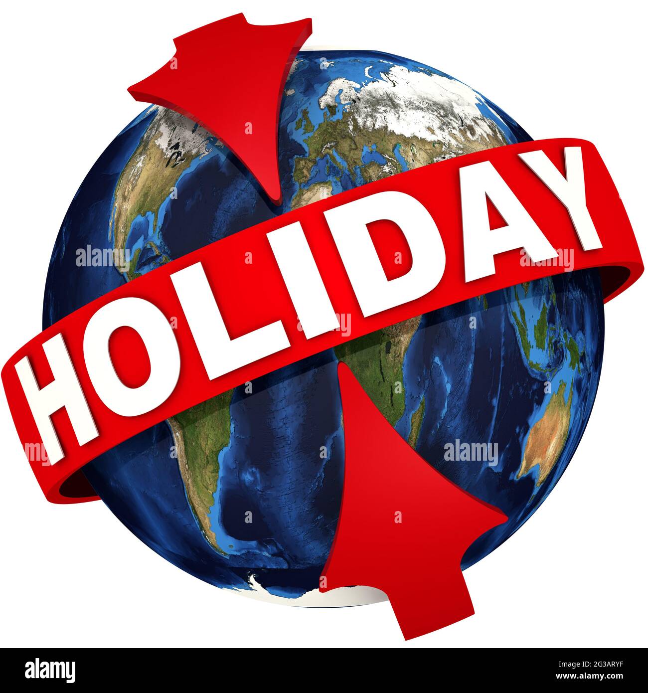 Worldwide holiday. Red arrows emphasize the white text WORLDWIDE ...
