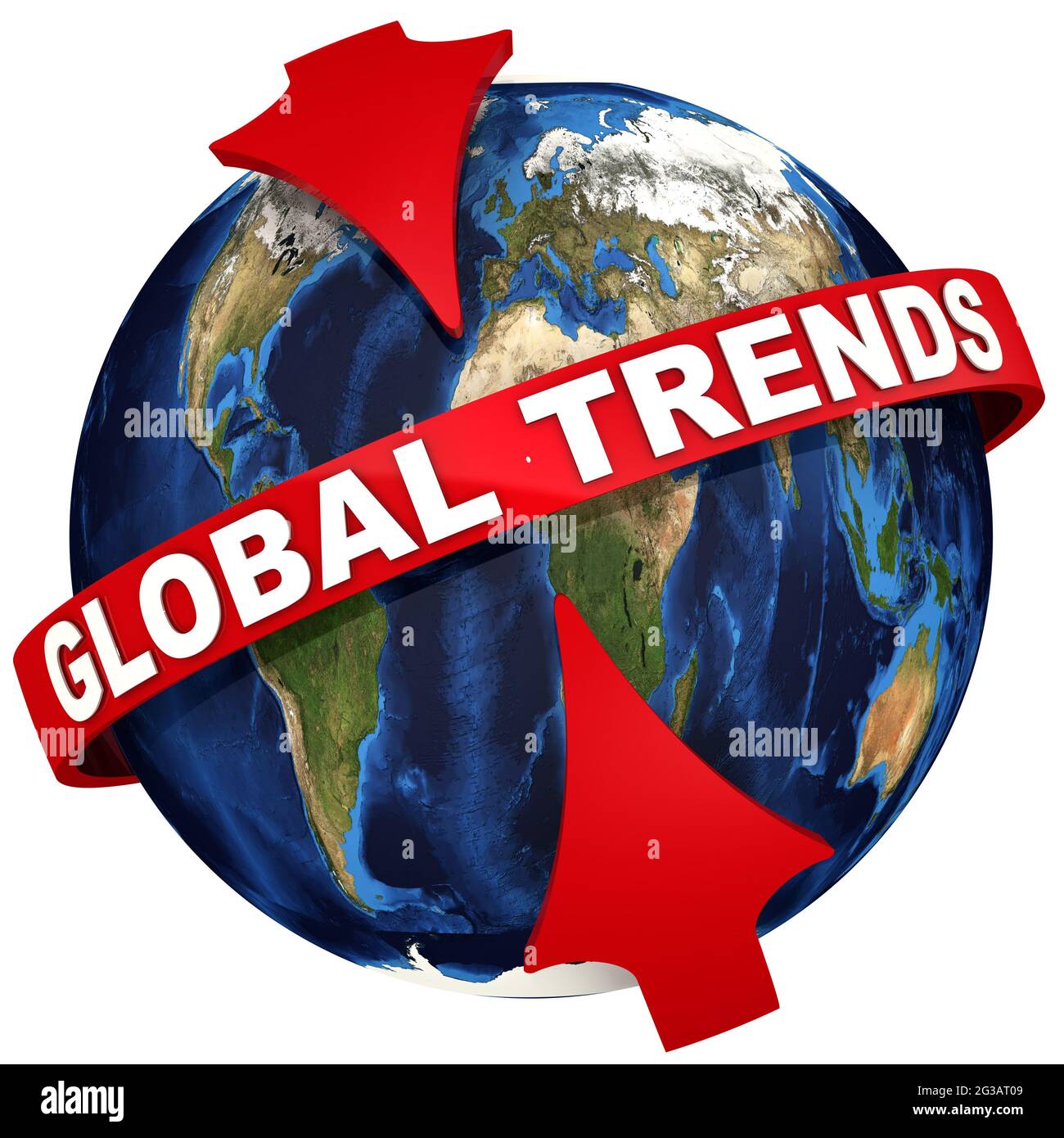 Global trends. Red arrows emphasize the white text GLOBAL TRENDS on the ...