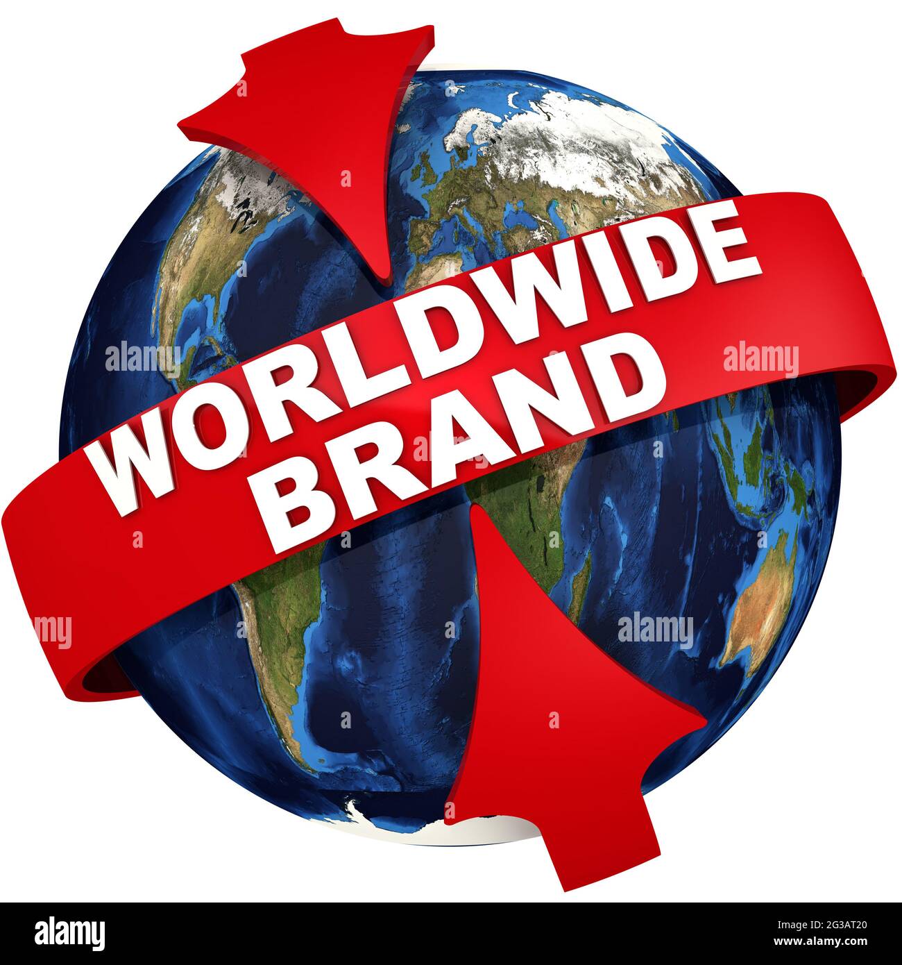 Worldwide brand. Red arrows emphasize the white text WORLDWIDE BRAND on ...
