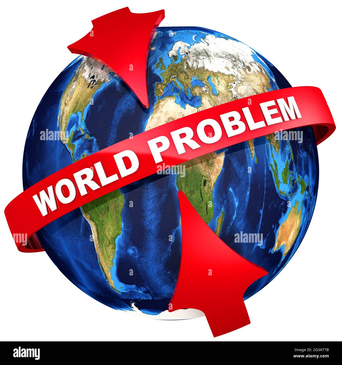 World problem. Red arrows point to the white text WORLD PROBLEM on the ...