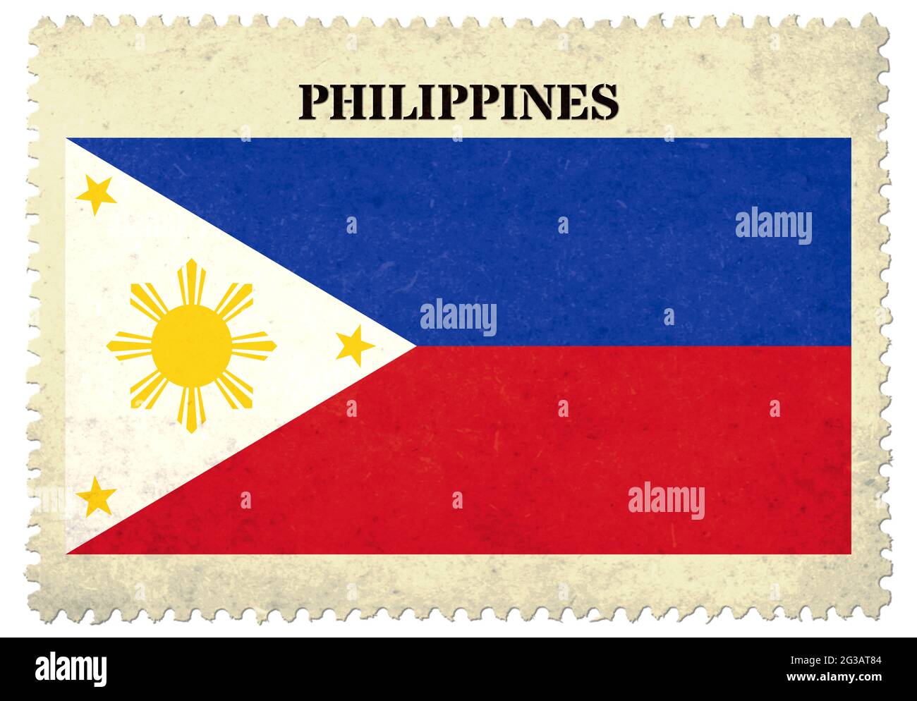 Philippines flag Postage stamp isolated on white background with ...