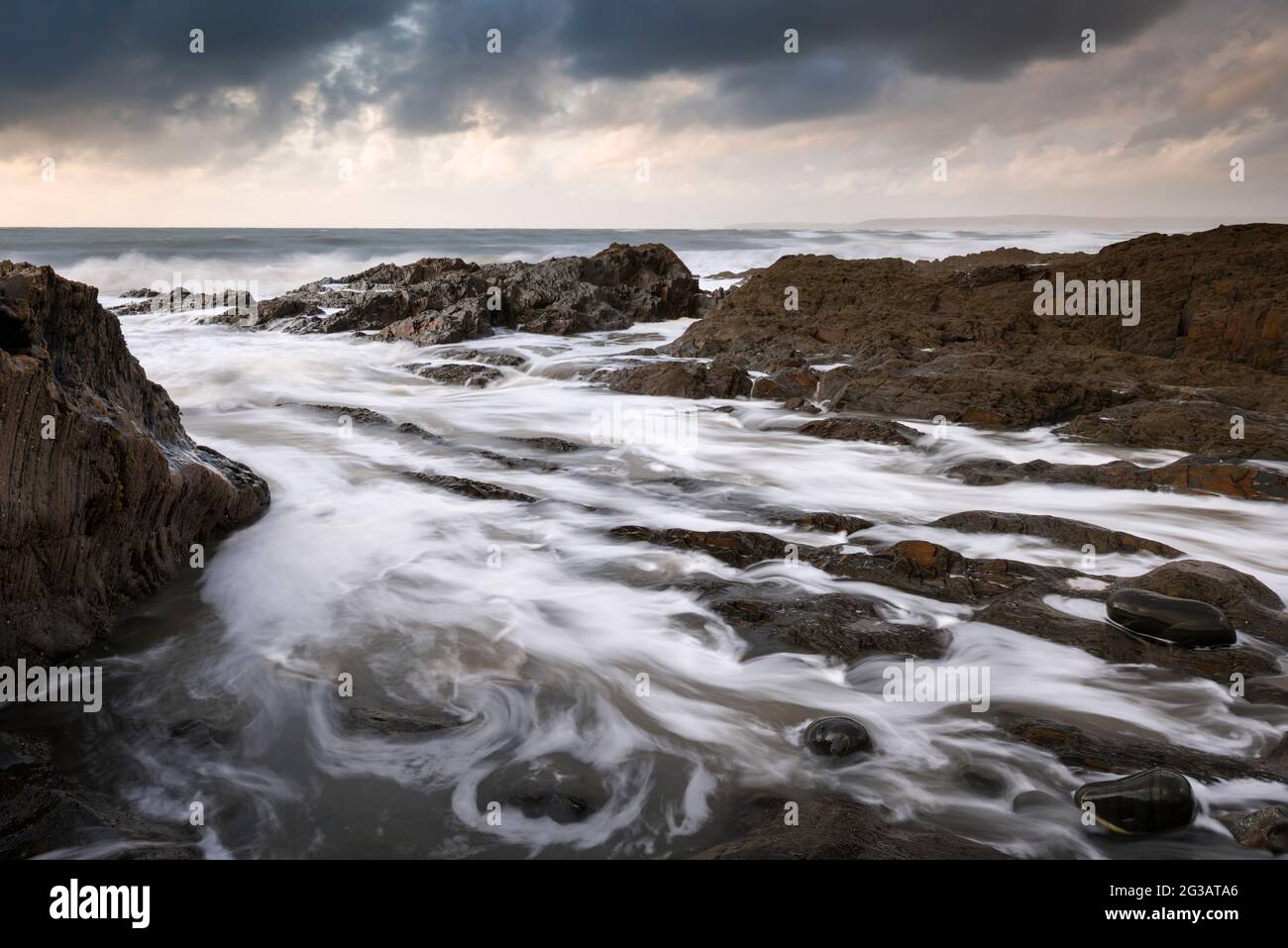 The rocky shore at Westward Ho! on the North Devon Coast National ...