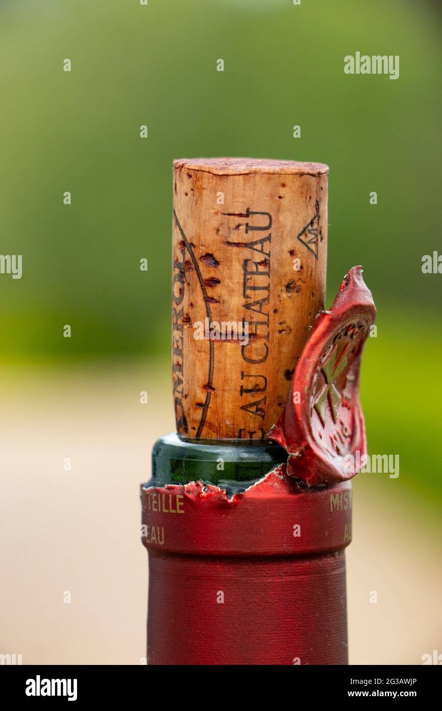Cork on Pomerol, Chateau Le Pin, Bordeaux wine bottle Stock Photo - Alamy