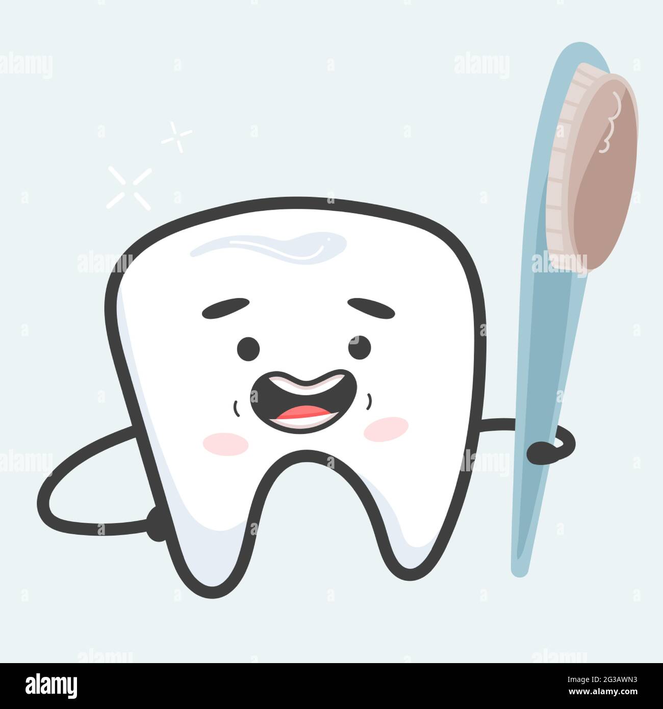Happy tooth with a toothbrush. Oral care concept Stock Vector Image ...