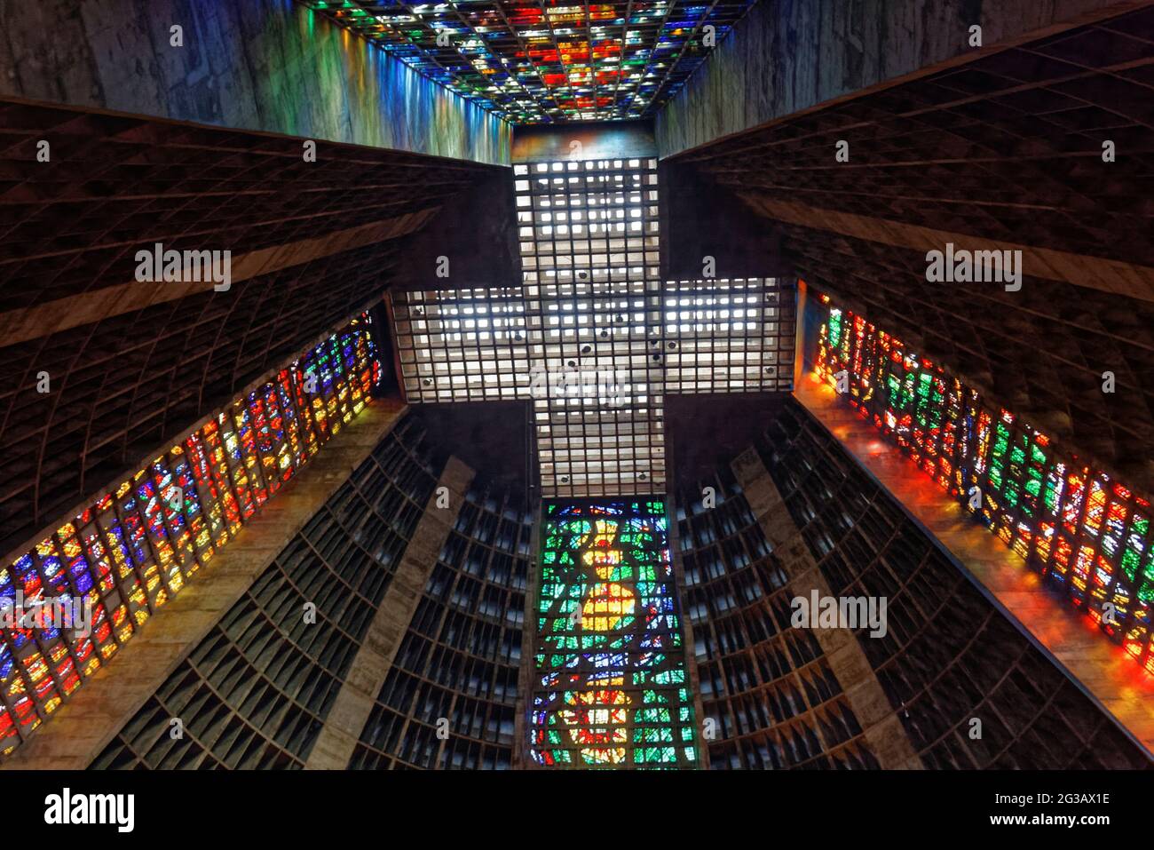 Stained glass inside the cathedral in Rio de Janeiro., 2014 Stock Photo ...
