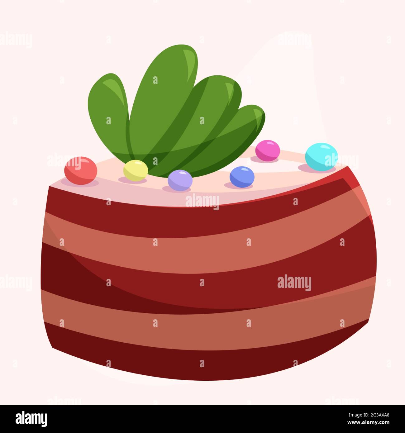 cake with cute decor. Illustration in cartoon style. Vector Stock ...