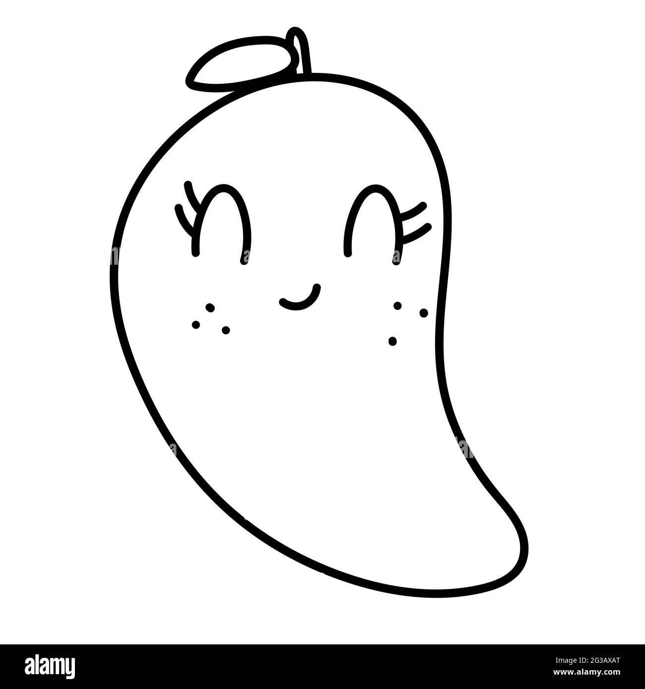 Ripe mango with cute face vector illustration in doodle style Stock ...