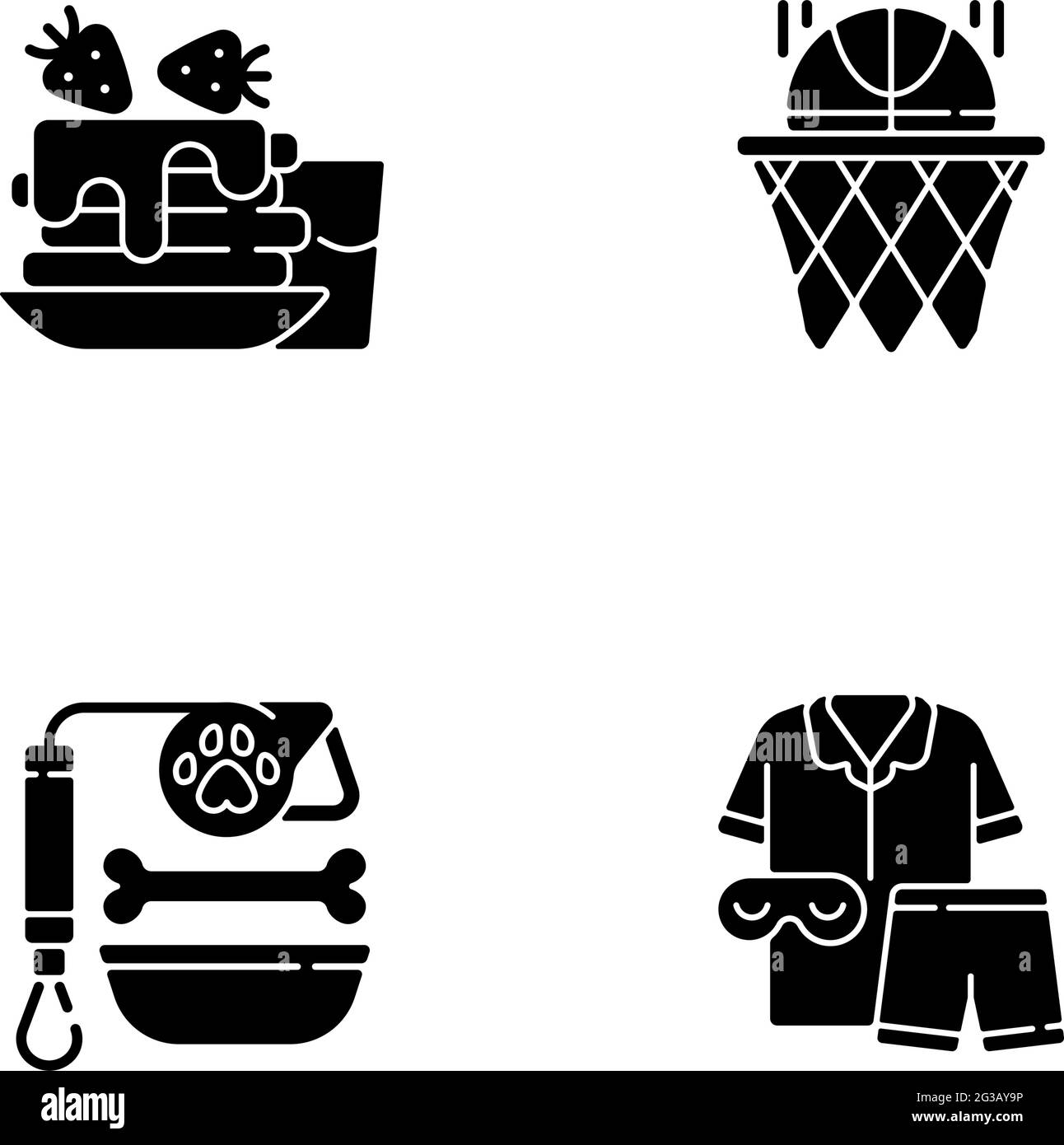 Daily student routine black glyph icons set on white space Stock Vector ...