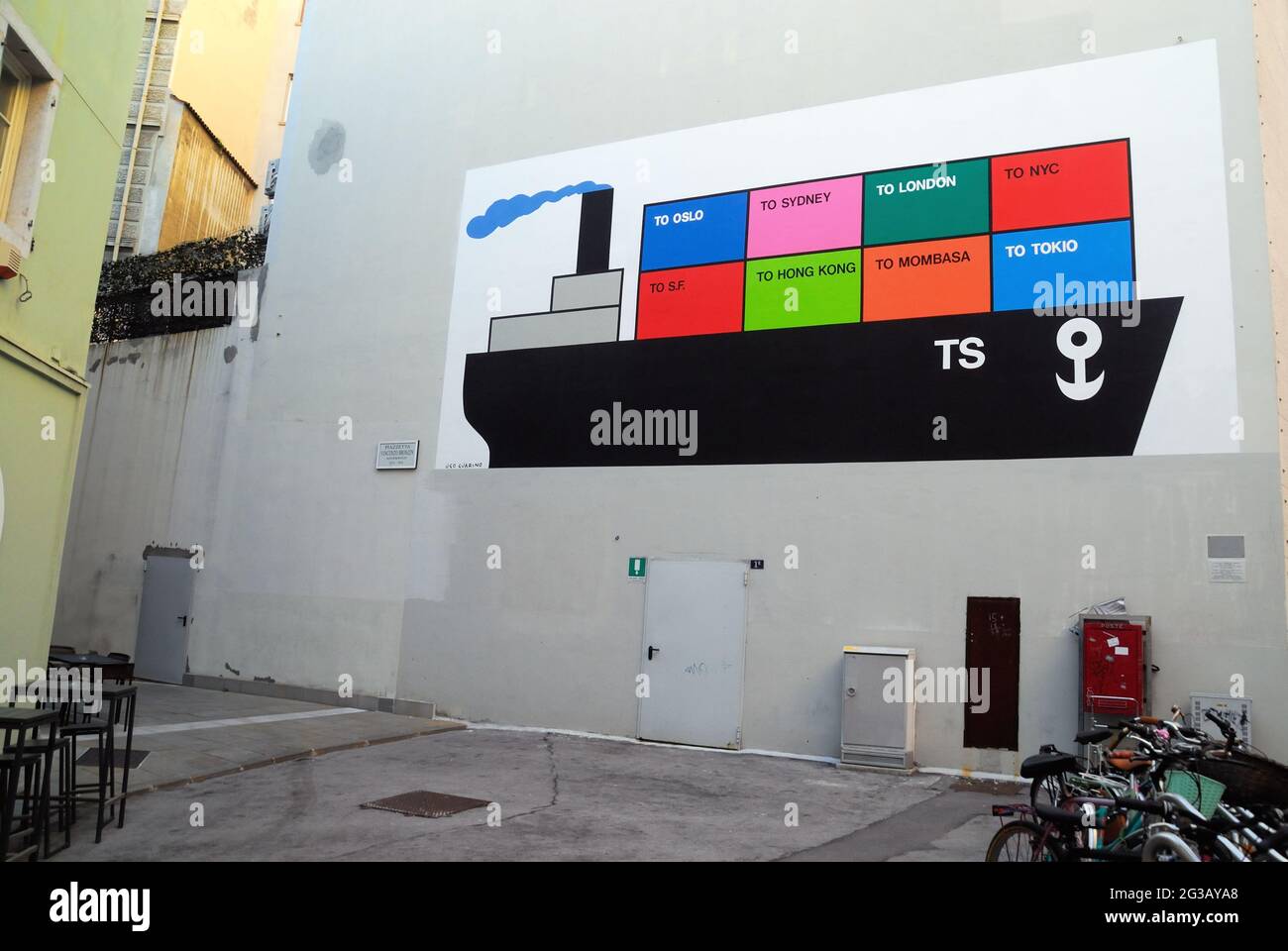 Trieste. a mural paint that represents the commercial maritime vocation ...