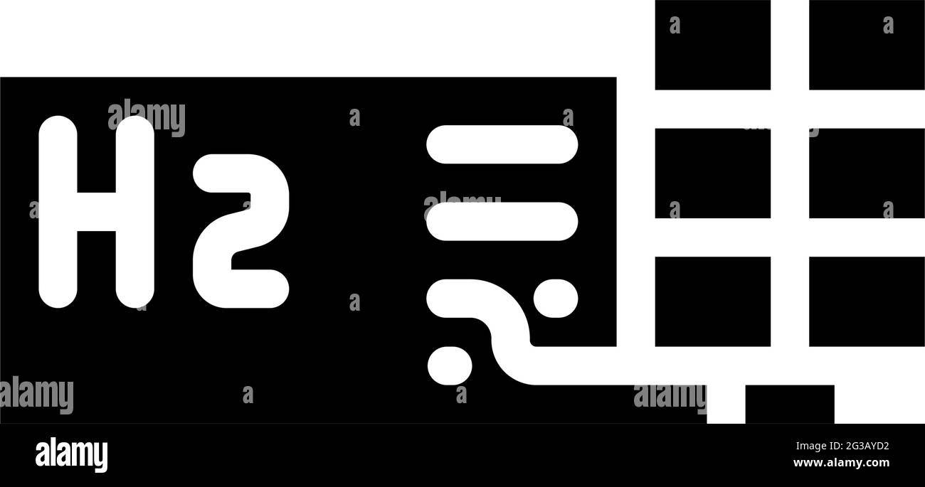 production hydrogen with solar panels glyph icon vector illustration ...
