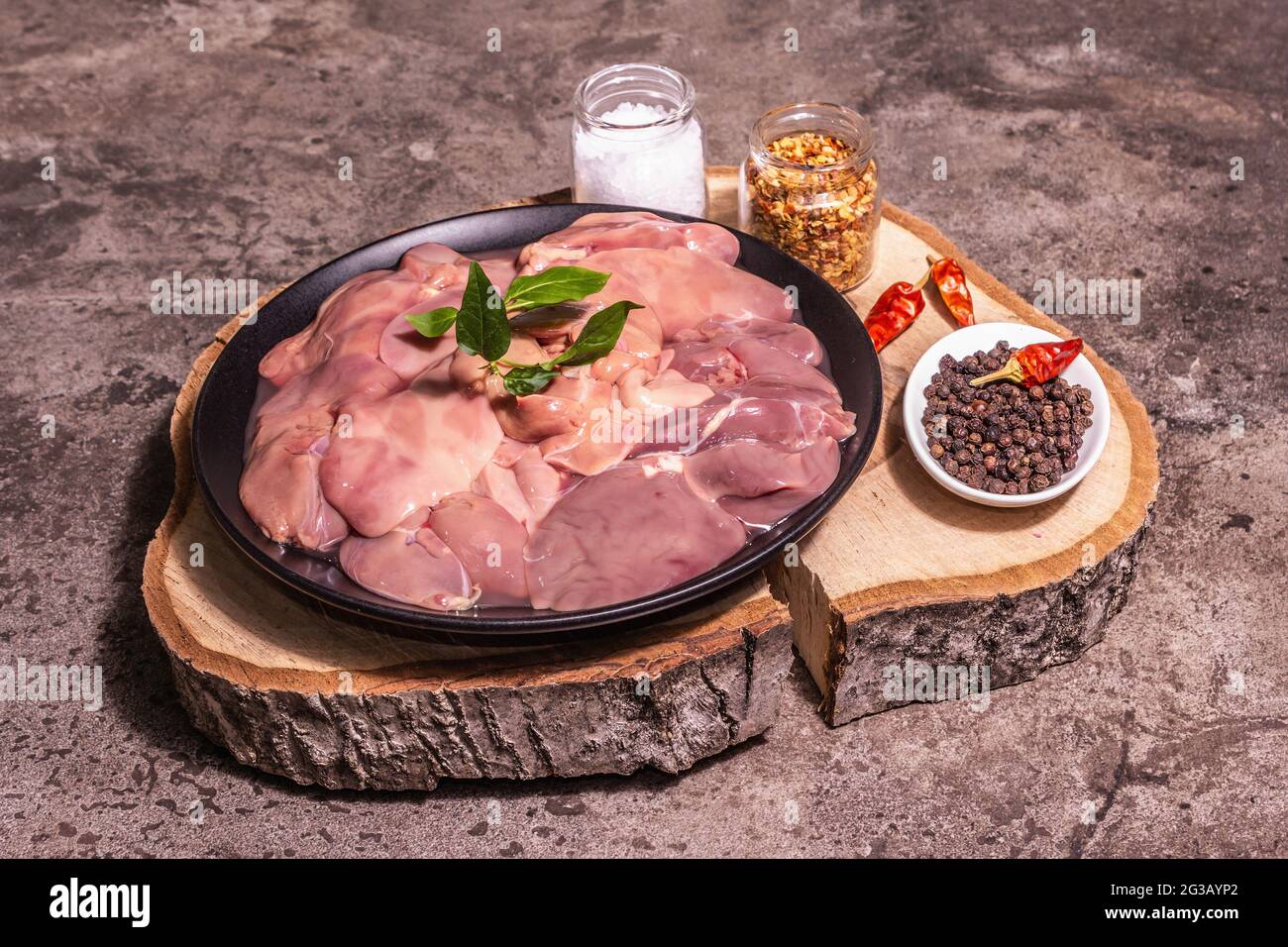 Raw chicken liver. A useful ingredient for preparing healthy food ...