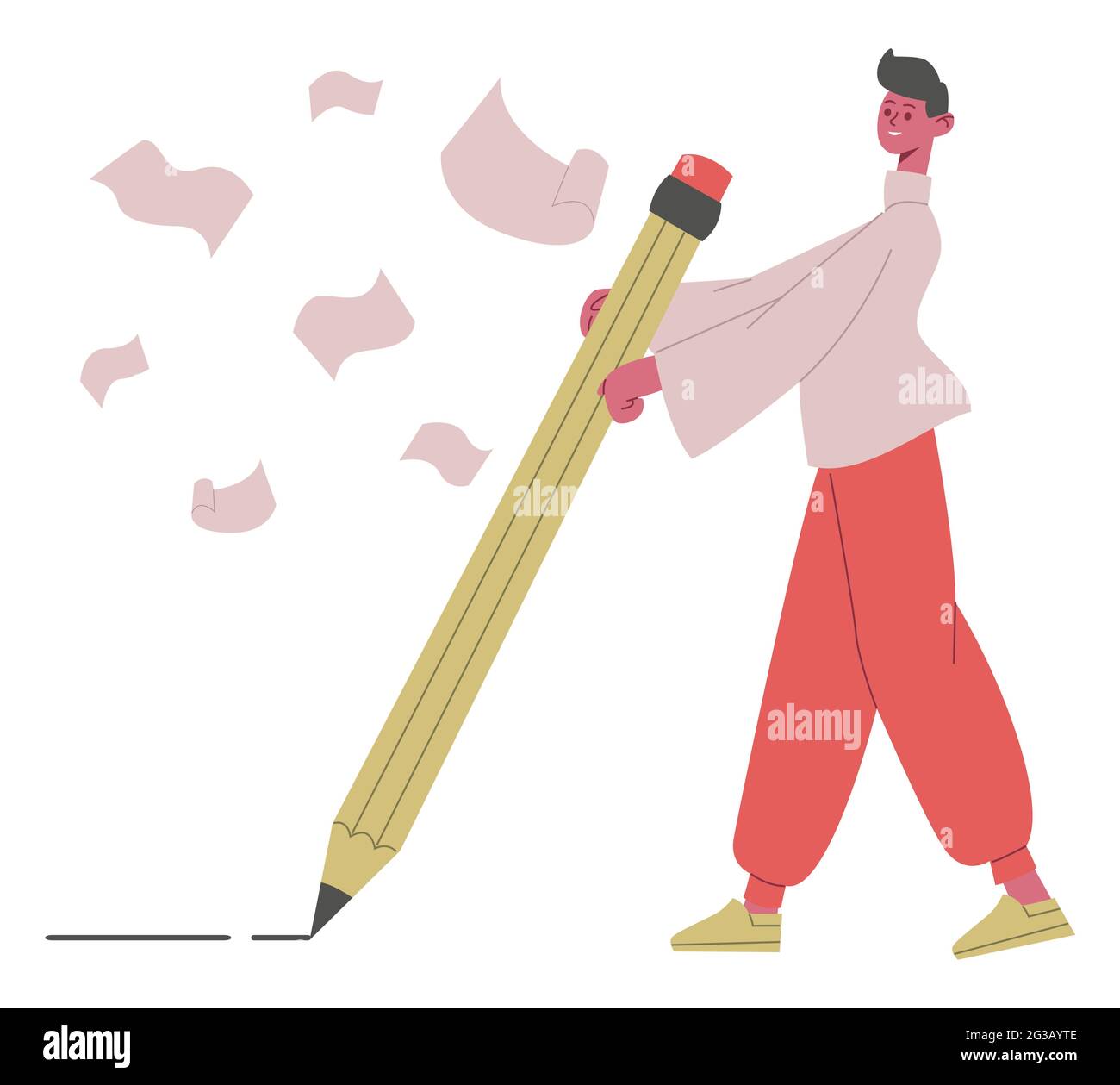 Illustration cartoon pencil man character hi-res stock photography and ...