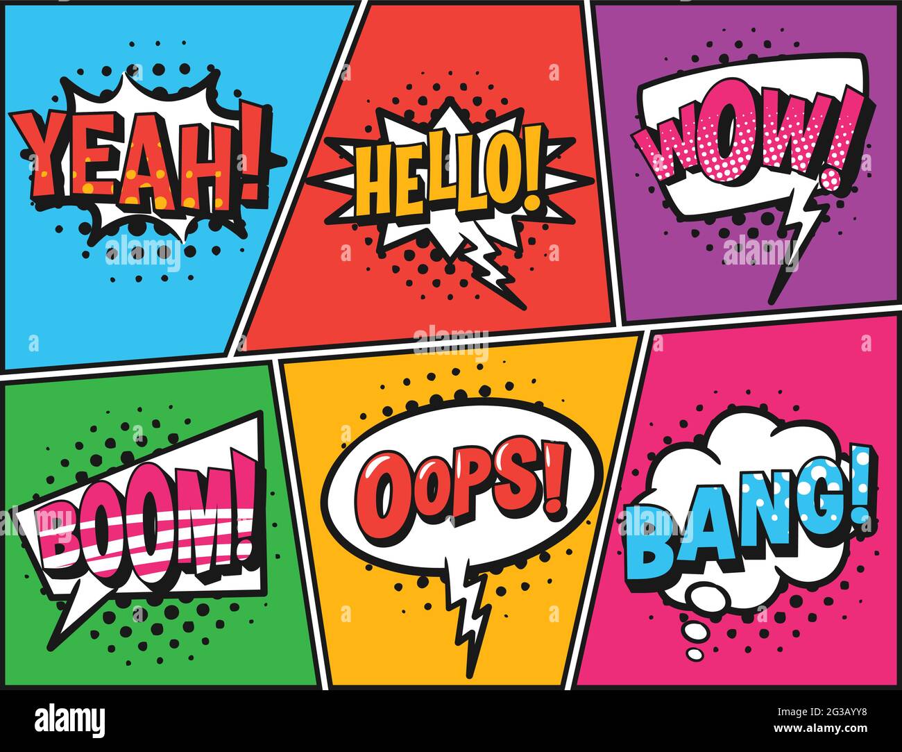 Retro comic speech bubbles set full color Stock Vector Image & Art - Alamy