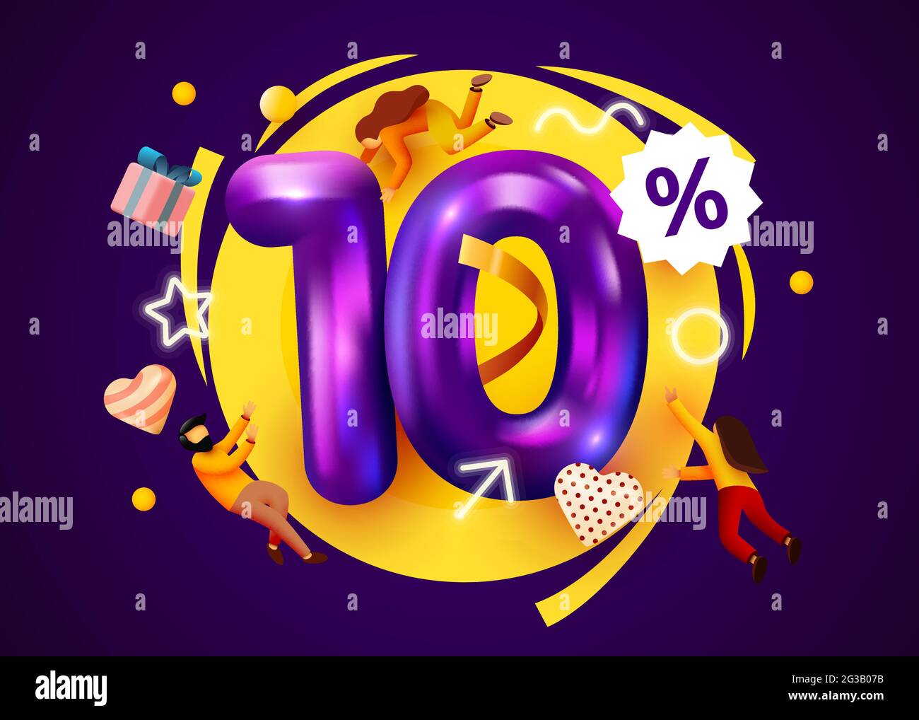 Mega sale. 10 percent discount. Special offer 10% background with ...