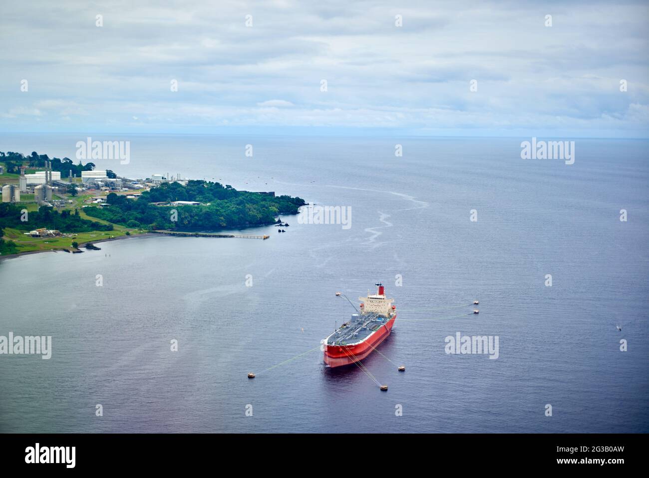 Aerial of PICO BASILE OIL CHEMICAL TANKER at Port of Punta Europa ...