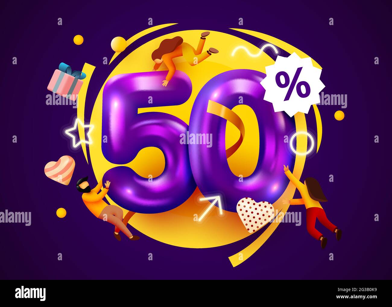 Mega sale. 50 percent discount. Special offer 50% background with ...