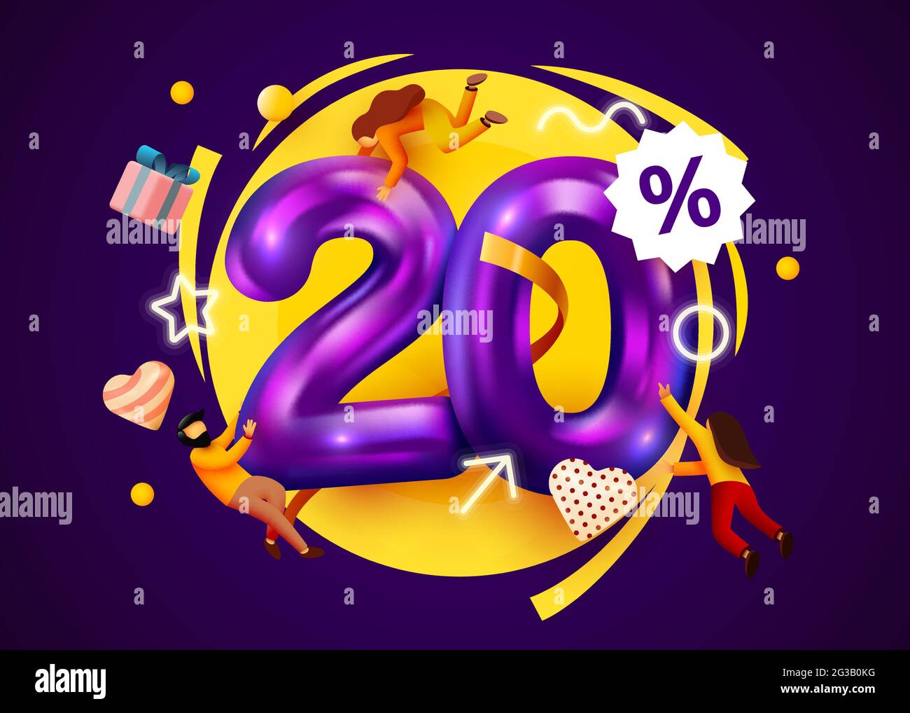 Mega sale. 20 percent discount. Special offer 20% background with ...