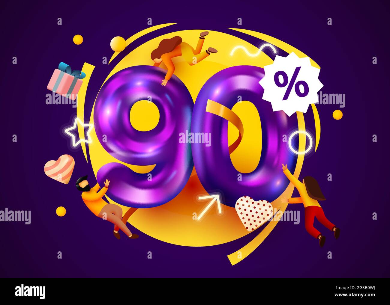 Mega sale. 90 percent discount. Special offer 90% background with ...