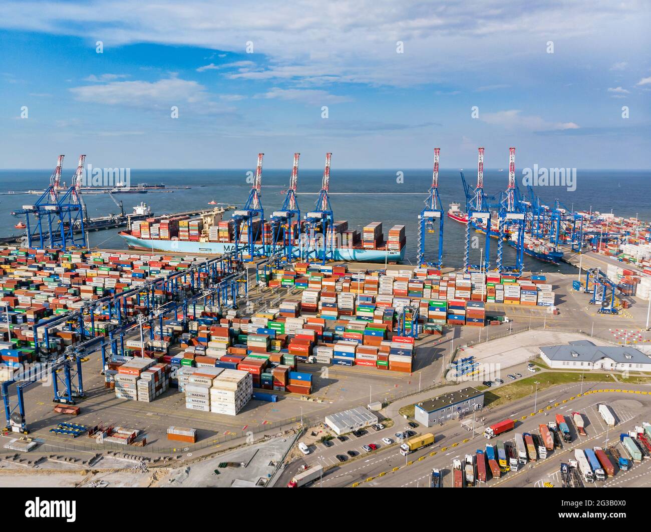Container ship Maersk in cargo port, Gdansk, Poland Stock Photo - Alamy