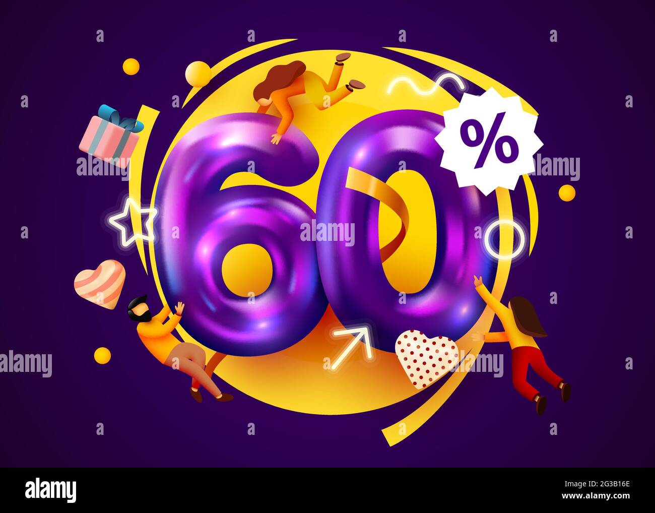 Mega sale. 60 percent discount. Special offer 60% background with ...