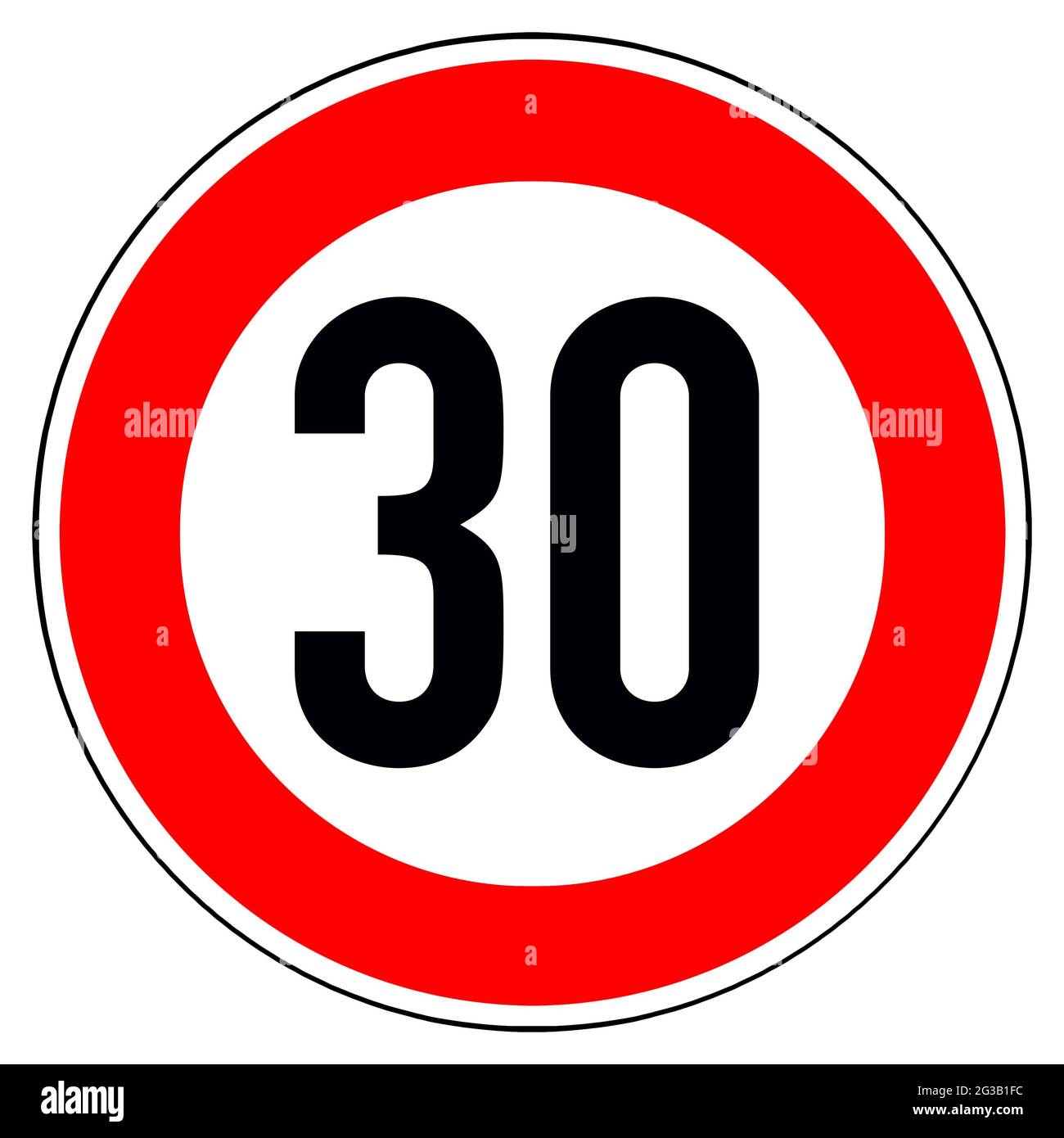 Isolated traffic sign speed limit 30 against white background Stock ...