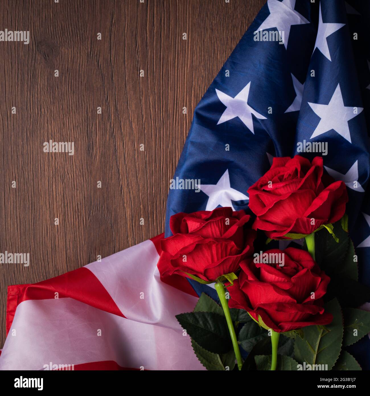 Concept of U.S. Independence day or Memorial day. National flag and red ...