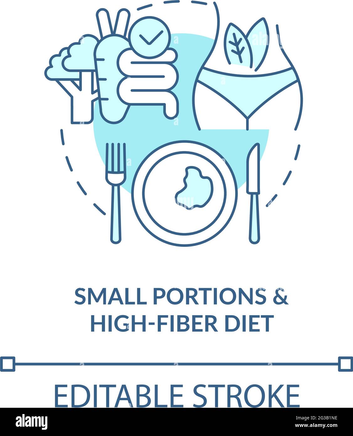 Small portions and high fiber diet concept icon Stock Vector Image ...