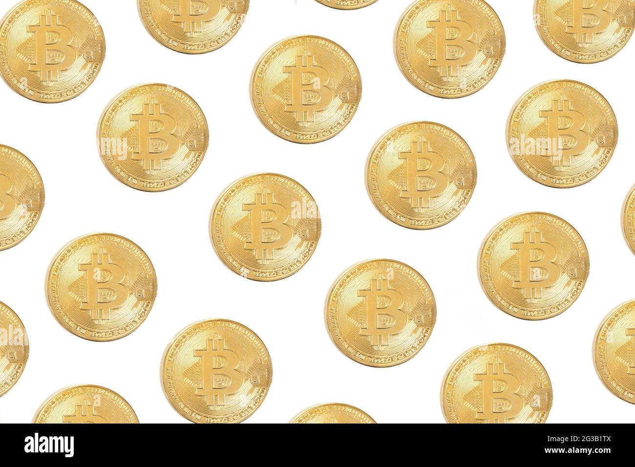Bitcoin coins isolated on white background , bitcoin creative pattern ...