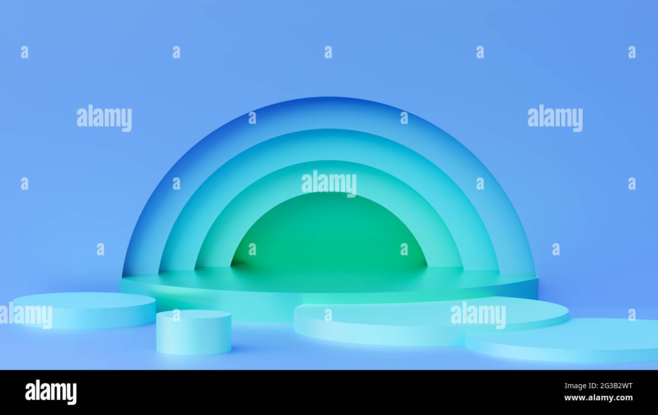 3D illustration of multiple empty platforms against a textured ...